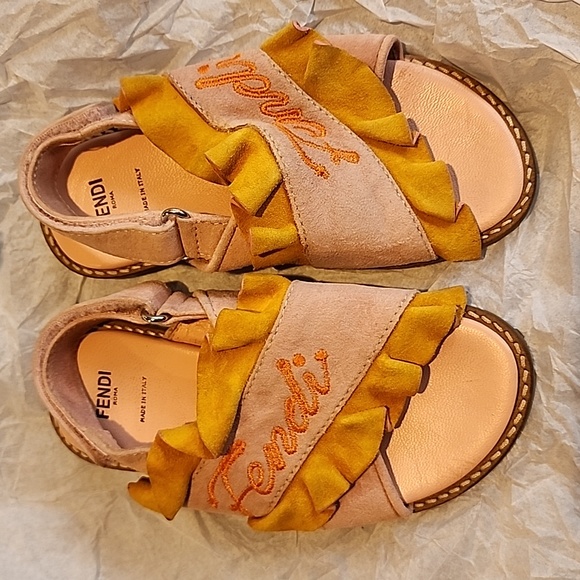 Fendi | Shoes | Fendi Girls Leather And Suede Sandals | Poshmark
